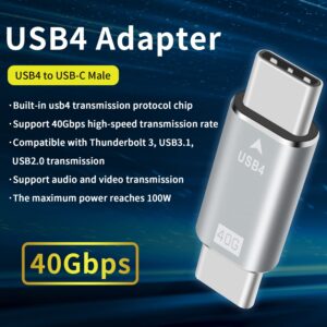 Duttek USB C Male to Male Adapter, 40Gpbs Type C Male to Type C Male Full Featured Adapter Support Data Transmission and Charging for with Thunderbolt 3/4, USB3.1, USB2.0. (1pack)