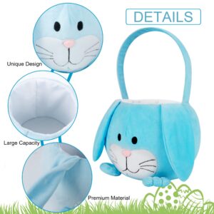 DR.DUDU 2 Packs Easter Bunny Plush Basket Set for Easter Eggs, Personalized Easter Baskets Bags for Kids, Perfect for Classroom Game Party (Pink, Blue)