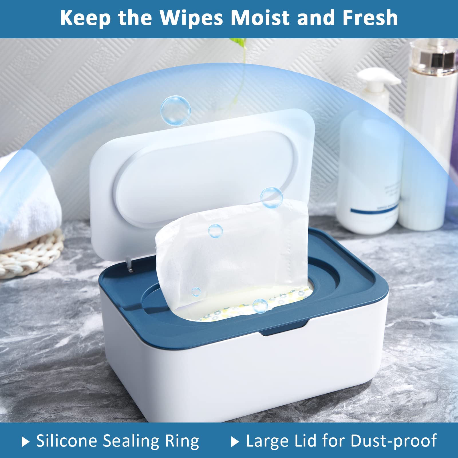 3 Pieces Baby Wipes Dispenser Wipes Case Baby Wipe Holder Container with Sealing Design Refillable Box Keeps Wipes Fresh Easy Open and Close for Bathroom Baby Nursery