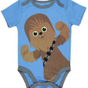 Star Wars Infant Baby Boys Darth Vader Chewbacca R2-D2 One Piece Pajama Romper 3 Pack (0-3m)