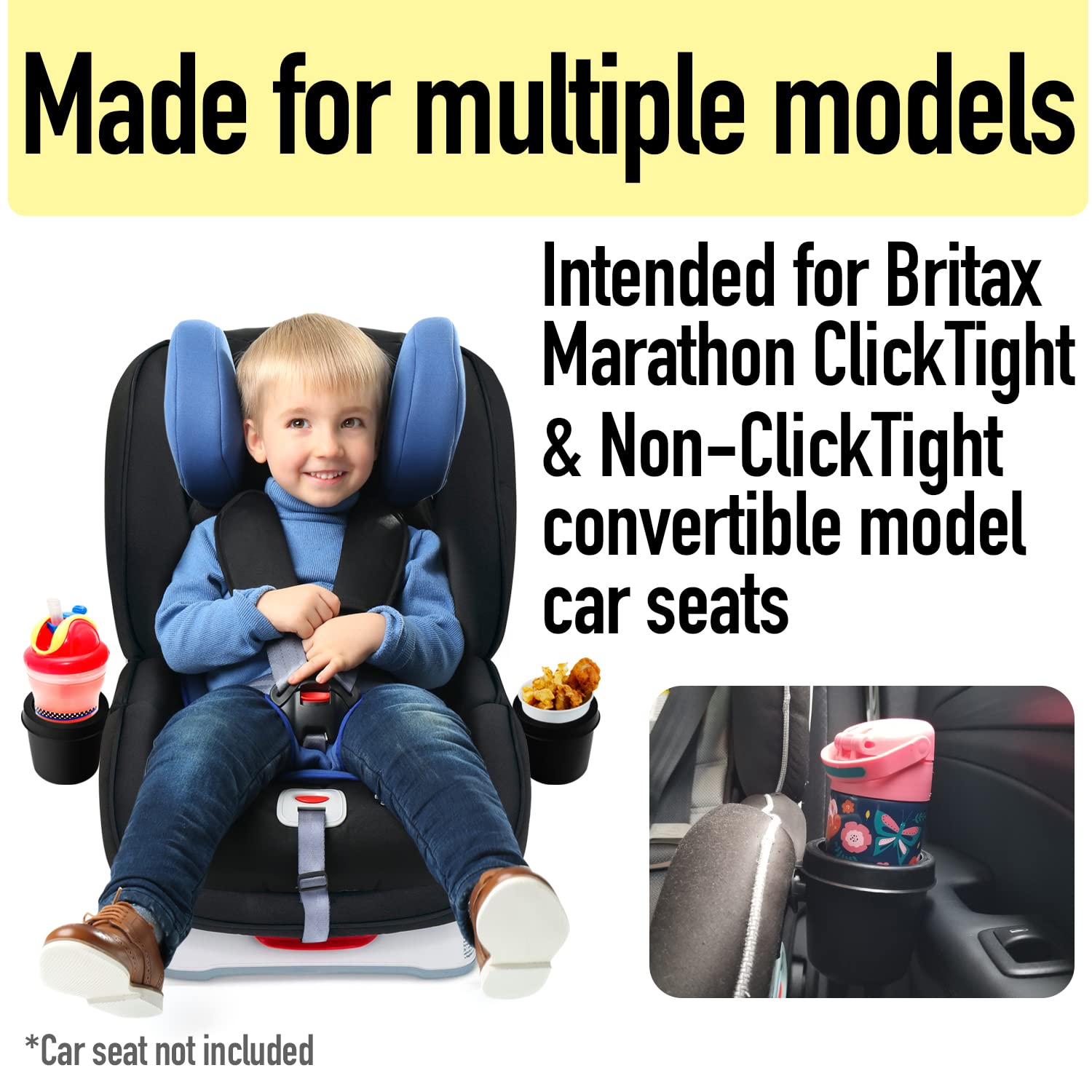 Mission Automotive [2 Pack] Mission Automotive Car Seat Cup Holder Intended for Britax ClickTight & Non-ClickTight Convertible Car Seats - Car Seat Cup Holders for Your Child's Car Seat -Attachment