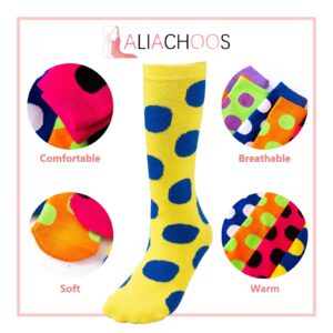 10 Pairs Kids Child Knee High Long Socks polka dots socks Colorful Mid-Calf Uniform Socks Soccer Socks Girls School Socks Sports Socks No Heels Long Boot Wave Point socks for Child Gift(10pcs,point)