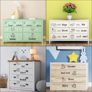 Spakon 9 Sheets Dresser Clothing Decals Dresser Labels Clothes Labels Dresser Decals Dresser Stickers Bedroom Wardrobe Drawer Stickers Removable Organizing Decal