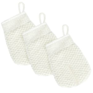 mig4u mini 3 pcs exfoliating facial scrubber mitt, face cleanser wash mittens exfoliator for men & women dead dry skin spa, blackhead cleansing gloves