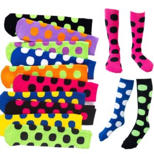 10 Pairs Kids Child Knee High Long Socks polka dots socks Colorful Mid-Calf Uniform Socks Soccer Socks Girls School Socks Sports Socks No Heels Long Boot Wave Point socks for Child Gift(10pcs,point)