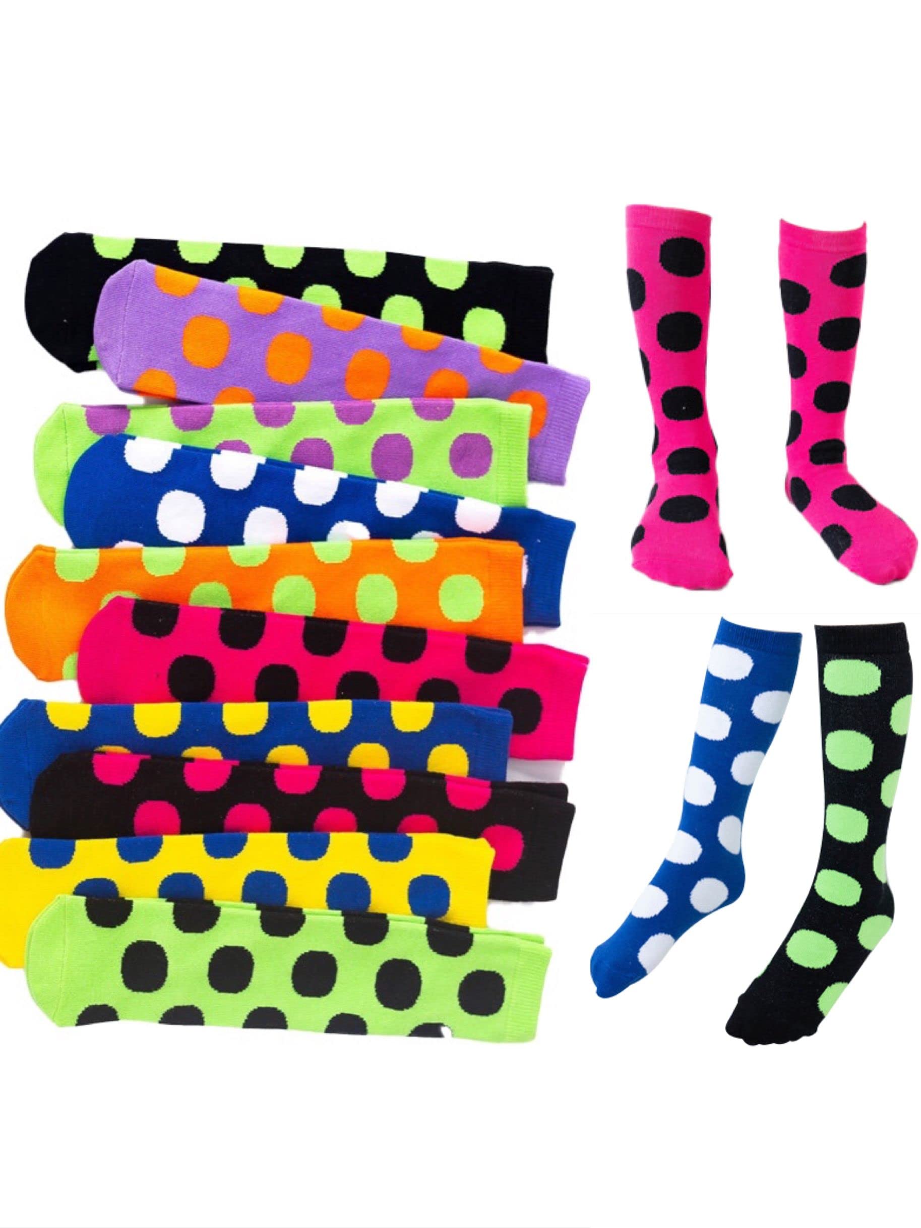 10 Pairs Kids Child Knee High Long Socks polka dots socks Colorful Mid-Calf Uniform Socks Soccer Socks Girls School Socks Sports Socks No Heels Long Boot Wave Point socks for Child Gift(10pcs,point)