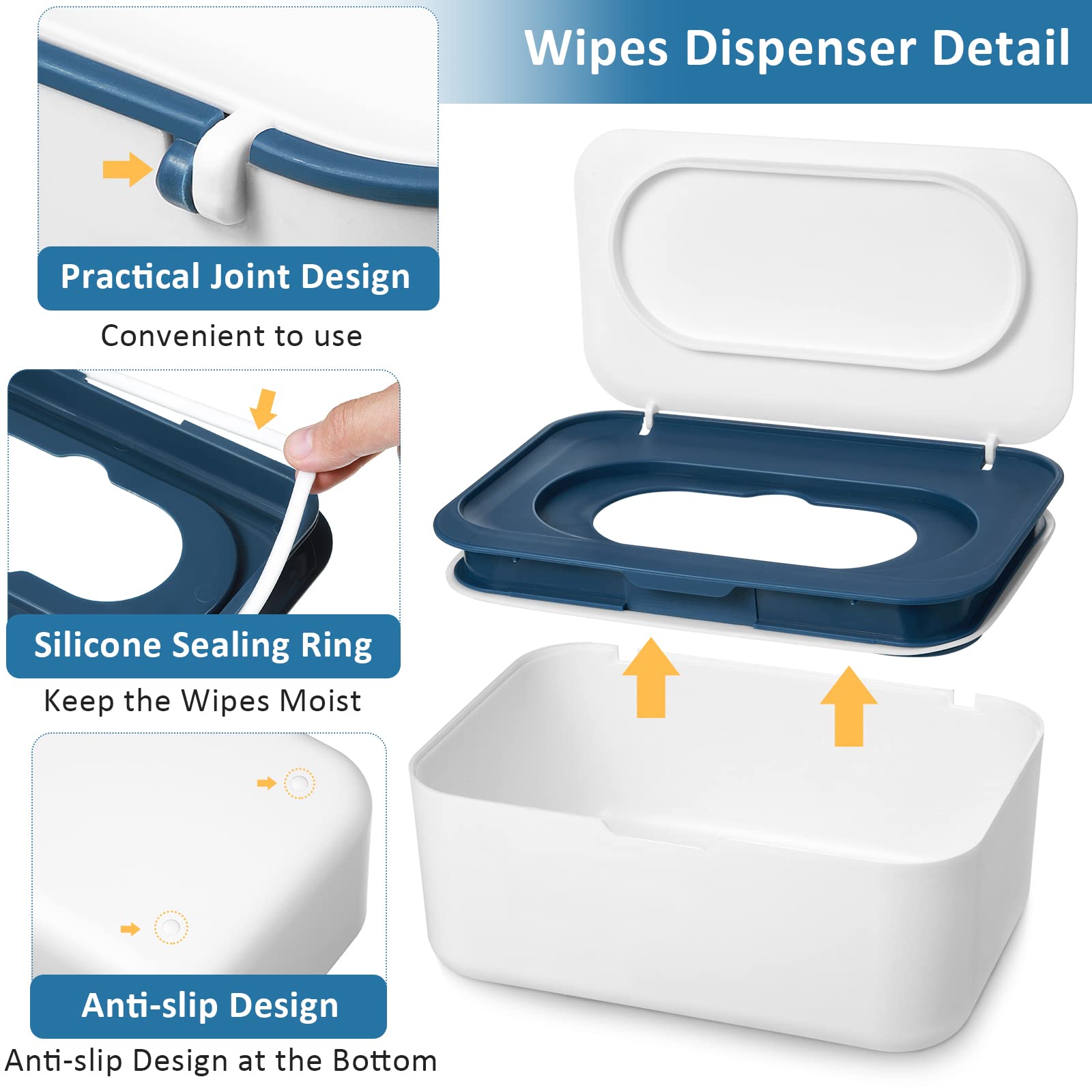 3 Pieces Baby Wipes Dispenser Wipes Case Baby Wipe Holder Container with Sealing Design Refillable Box Keeps Wipes Fresh Easy Open and Close for Bathroom Baby Nursery