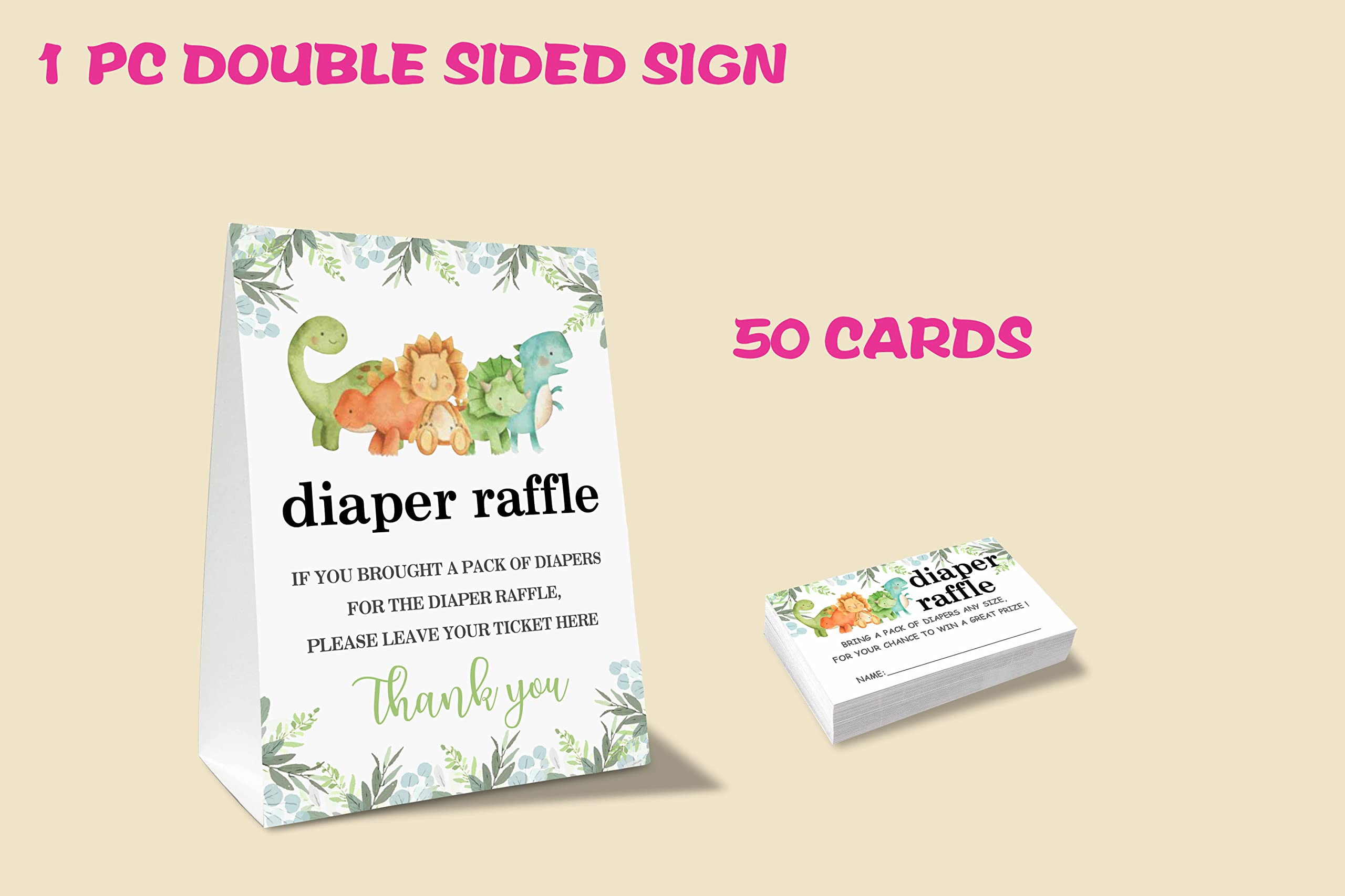 Diaper Raffle Tickets For Baby Shower, Safari Themed Jungle Forest Tropical Animals Cards, Party Favors For Baby Showers Game Cards, 1 Sign & 50 Cards Per Pack – (016-niaobu)