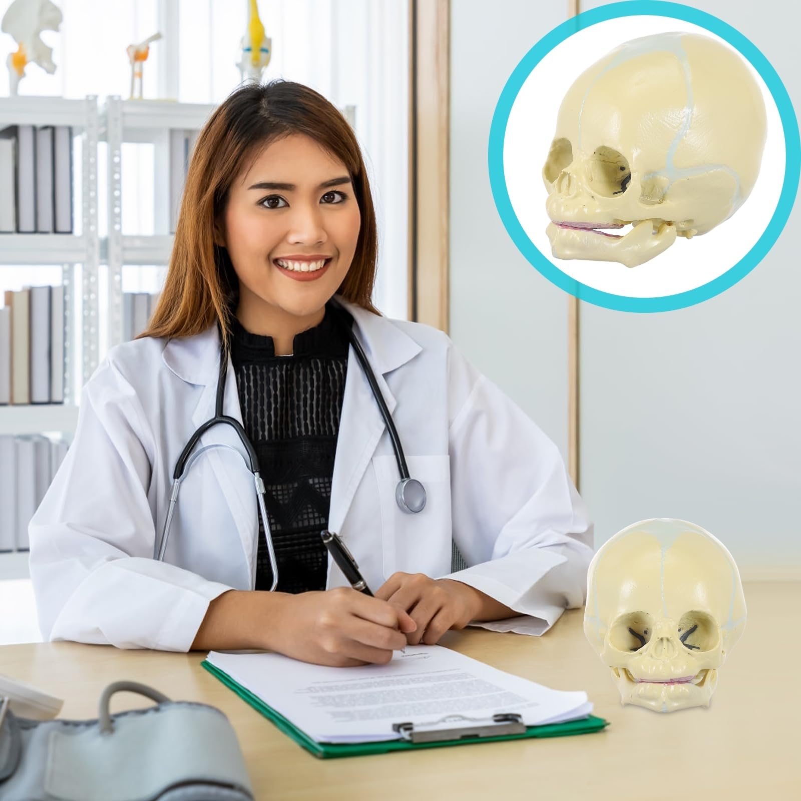 Human Skull Anatomical Model - Skull Model Anatomy Head Skeleton Model 5.5inch for Medical Teaching Learning Students Education Display