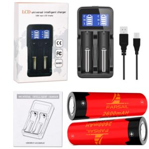 DULEX 3.7V Lithium ion Rechargeable Batteries Charger for LED Flashlights, Toys, Doorbells, Handheld Mini Fan, Headlamps and Other Household Devices.