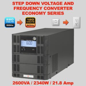 Voltage & Frequency Converter & Transformer - Step-Down 220V 50Hz to 120V 60Hz - Continuous Power, Smart Protection Features, Pure Sine Wave Output – PowerXchanger