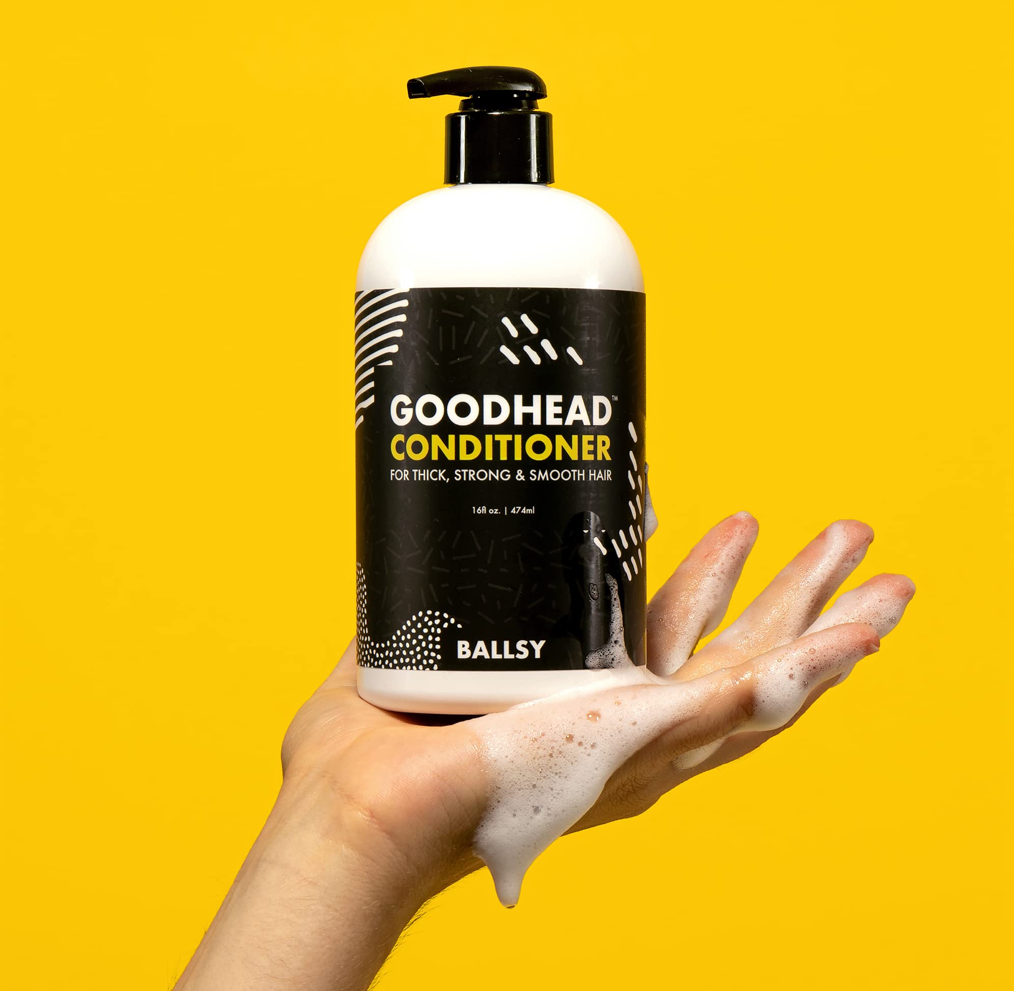 Ballsy Goodhead Conditioner, For Thick, Strong and Smooth Hair, with Tea Tree, Argan, HIbiscus and Olive Oil, 16 Fl oz