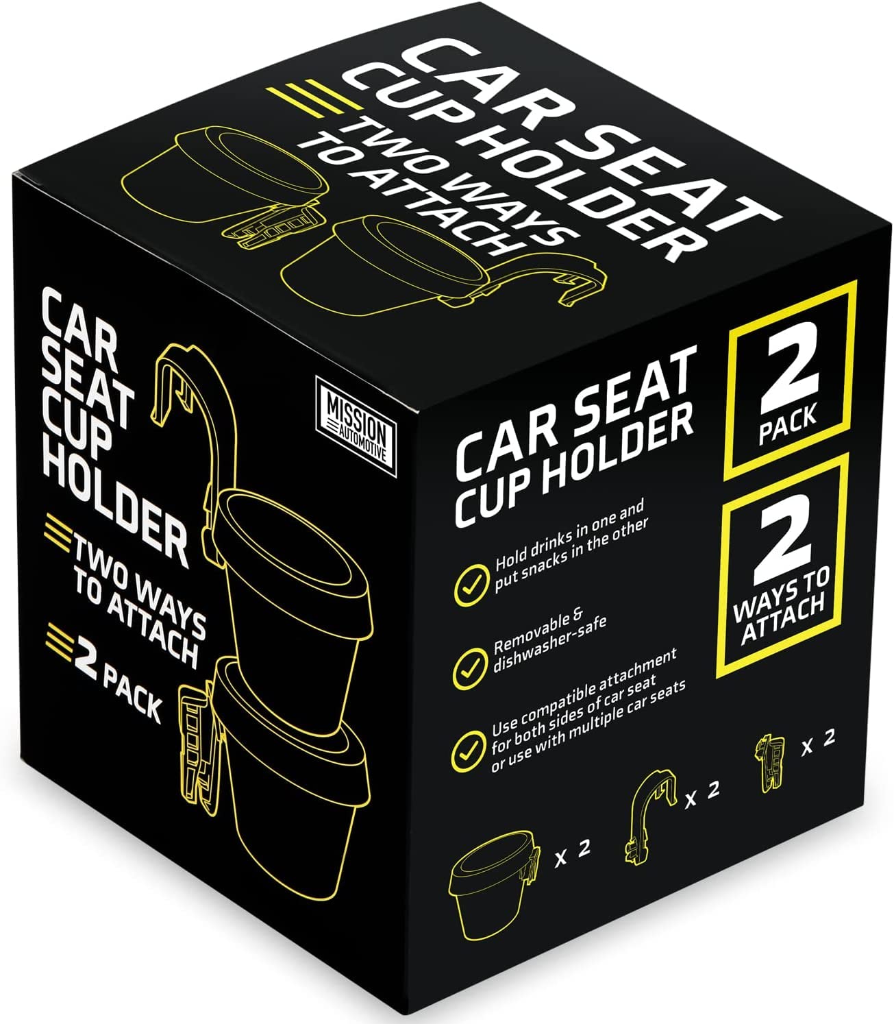 Mission Automotive [2 Pack] Mission Automotive Car Seat Cup Holder Intended for Britax ClickTight & Non-ClickTight Convertible Car Seats - Car Seat Cup Holders for Your Child's Car Seat -Attachment