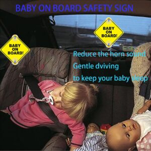 LGOUW 2Pc Baby On Board Signs Double Suction Cups, Car - Kids Sign in Sticker Child -Baby for Window Cling 5*5 inch