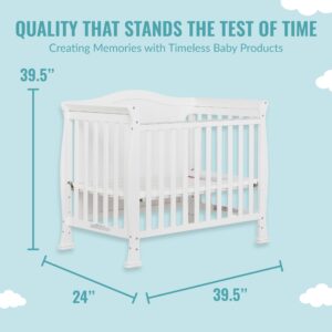 Dream On Me Addison Full Panel 4-in-1 Convertible Mini Crib in White, JPMA Certified Baby Crib, Non-Toxic Finish, New Zealand Pinewood, Low to Floor Design