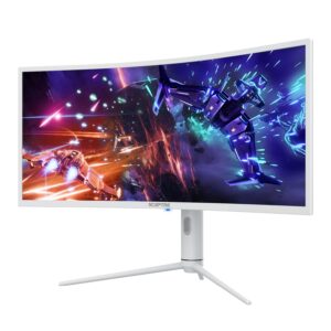 sceptre 34" ultrawide 1000r curved gaming monitor 3440 x 1440 up to 165hz 1ms 99% srgb ambient light sensor, hdr1000 height adjustable nebula white 2022 (c348b-qun168w)