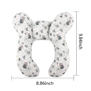 WENDSIM Baby Travel Pillow ，Baby Head Neck Body Support Pillow for Newborn Infant Toddler，Baby Travel Pillow for Pushchair,Car Seat,Travel (Strawberry Flower)