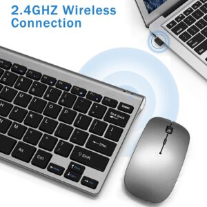 Wireless Keyboard and Mouse Combo, Compact Quiet Wireless Keyboard and Mouse Set 2.4G Ultra-Thin Sleek Design for Windows, Computer, Desktop, PC, Notebook, Laptop (GHKM03)