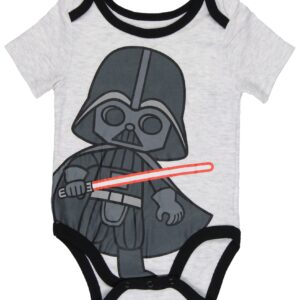 Star Wars Infant Baby Boys Darth Vader Chewbacca R2-D2 One Piece Pajama Romper 3 Pack (0-3m)