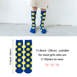 10 Pairs Kids Child Knee High Long Socks polka dots socks Colorful Mid-Calf Uniform Socks Soccer Socks Girls School Socks Sports Socks No Heels Long Boot Wave Point socks for Child Gift(10pcs,point)