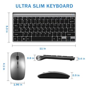 Wireless Keyboard and Mouse Combo, Compact Quiet Wireless Keyboard and Mouse Set 2.4G Ultra-Thin Sleek Design for Windows, Computer, Desktop, PC, Notebook, Laptop (GHKM03)