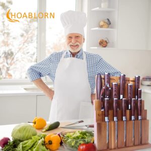 Knife Set With Block Created 20 pcs Block Knives Set HOABLORN Chef's Set: AK01, Extra Cutting Board in a Luxurious Knife Holder, Big Value and Elegant Kitchen Set for Wedding & Housewarming