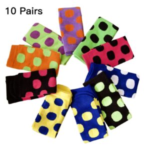 10 Pairs Kids Child Knee High Long Socks polka dots socks Colorful Mid-Calf Uniform Socks Soccer Socks Girls School Socks Sports Socks No Heels Long Boot Wave Point socks for Child Gift(10pcs,point)