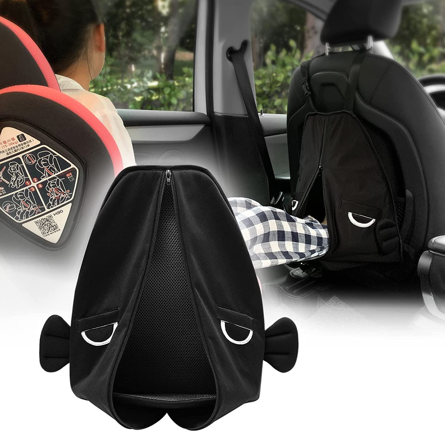 Rezlli 4 to 1 Foot Rest for Kids or Toddlers Compatible with Car Seat, Portable Car Organizer, Car Seat Protector and Children Travel Bag (Pack of 1)