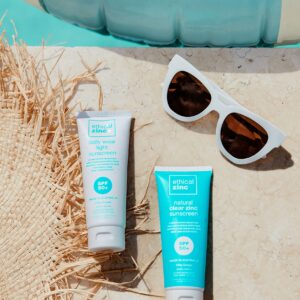 Ethical Zinc Daily Wear Light Mineral Sunscreen Zinc Oxide Physical SPF 50+ Water Resistant Natural, Sensitive Skin, Reef Safe, Made in Australia, Broad Spectrum Protection, Suitable for Kids, Face