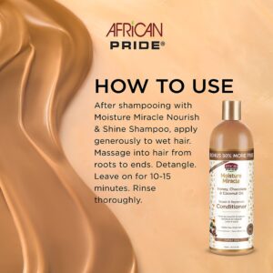 African Pride Ultimate Wash Day Regimen with Moisture Miracle Aloe & Coconut Water Pre-Shampoo, Honey & Coconut Oil Shampoo, Honey, Chocolate & Coconut Oil Conditioner & 5 Essential Oils