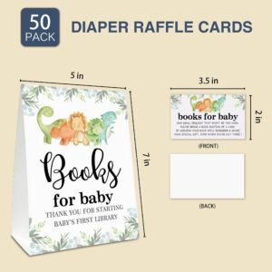 Yuansail Book Request For Baby Shower, Dinosaur Theme safari jungle animal baby cards books for, Party Favors For Baby Showers Game Cards, 1 Sign & 50 Cards Per Pack – (bb016-book)