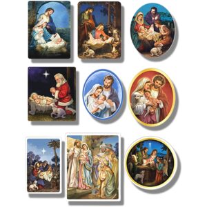 Assorted Holy Family Nativity Manger Scene Sticker Sheet Pack, Novelty Christmas Stickers for Sunday Schools, Stocking Stuffers, Church Giveaways, and More, 3 Sheets Included