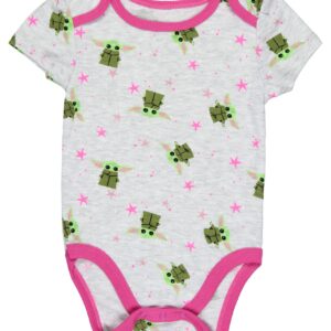 Happy Threads Star Wars Infant Baby Girls Come to The Cute Side Grogu Baby Yoda One Piece Pajama Romper 3 Pack (0-3 Months) Pink