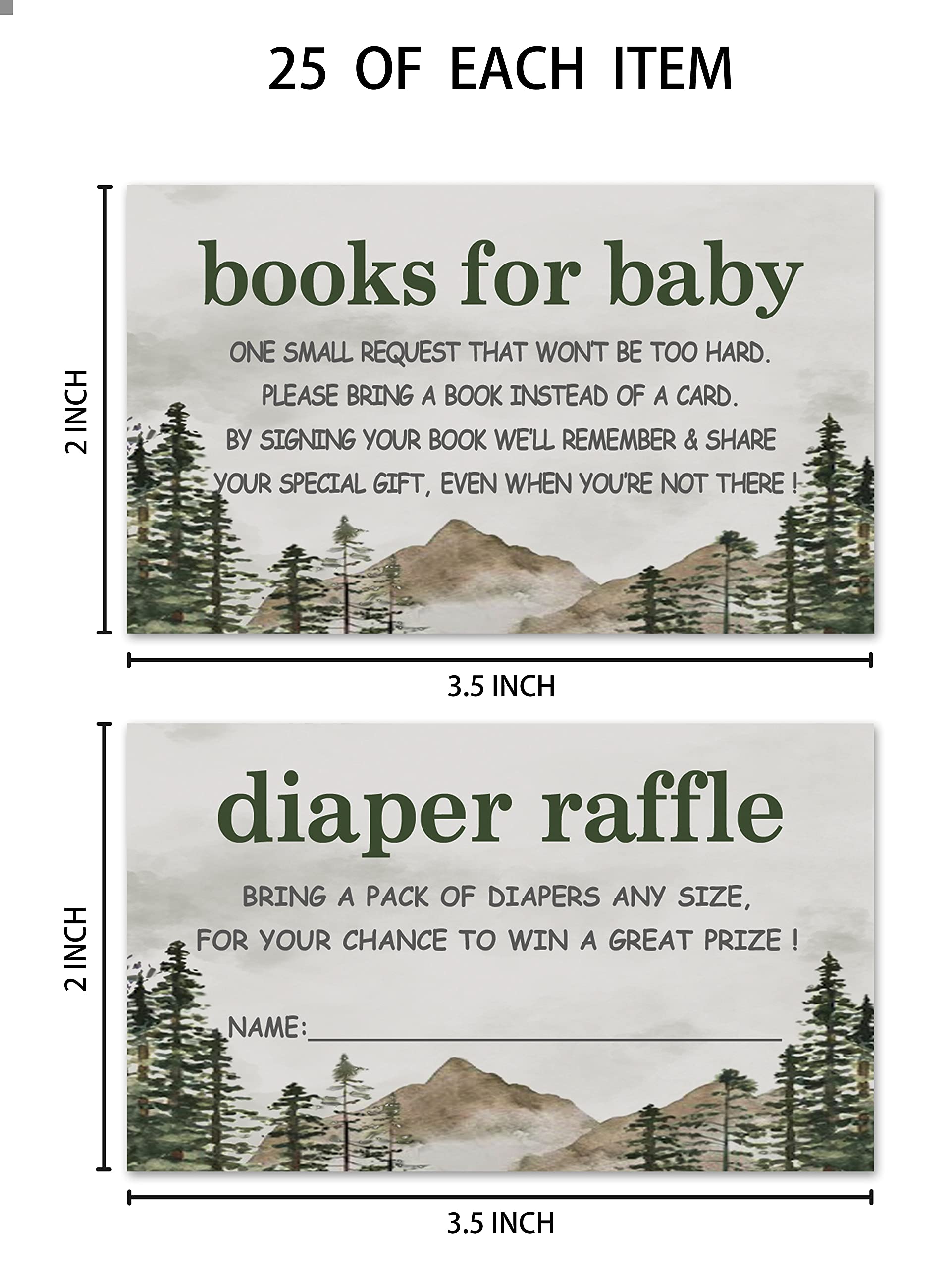 Baby Shower Invitation Set, Books For Baby, Thank You, Diaper Raffle, Fill In Invites Cards, Each Design 25 Cards & Envelopes (Total 100 Cards) – (bb012-taozhuang)