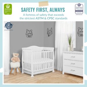 Dream On Me Addison Full Panel 4-in-1 Convertible Mini Crib in White, JPMA Certified Baby Crib, Non-Toxic Finish, New Zealand Pinewood, Low to Floor Design