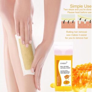 Honey Roll On Wax, Hair Removal Wax Cartridge, Depilatory Wax Roller Refill for Hands, Legs, Arms (4-Pack) 14.1 Ounce…