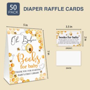 Yuansail Book Request For Baby Shower, Honeycomb Bumble Bee Themed baby cards books for,Party Favors For Baby Showers Game Cards, 1 Sign & 50 Cards Per Pack – (bb013-book)