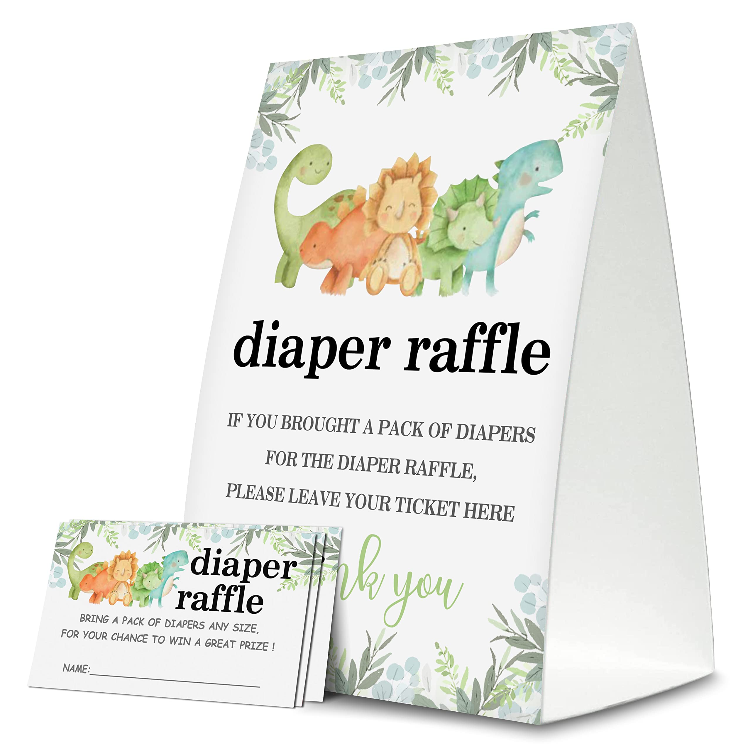 Diaper Raffle Tickets For Baby Shower, Safari Themed Jungle Forest Tropical Animals Cards, Party Favors For Baby Showers Game Cards, 1 Sign & 50 Cards Per Pack – (016-niaobu)