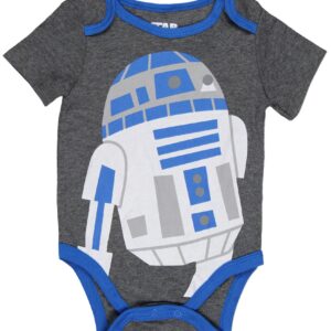 Star Wars Infant Baby Boys Darth Vader Chewbacca R2-D2 One Piece Pajama Romper 3 Pack (0-3m)