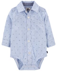 oshkosh b'gosh baby boys' bodysuit, navy gingham, 18m