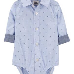 OshKosh B'Gosh Baby Boys' Bodysuit, Navy Gingham, 18M