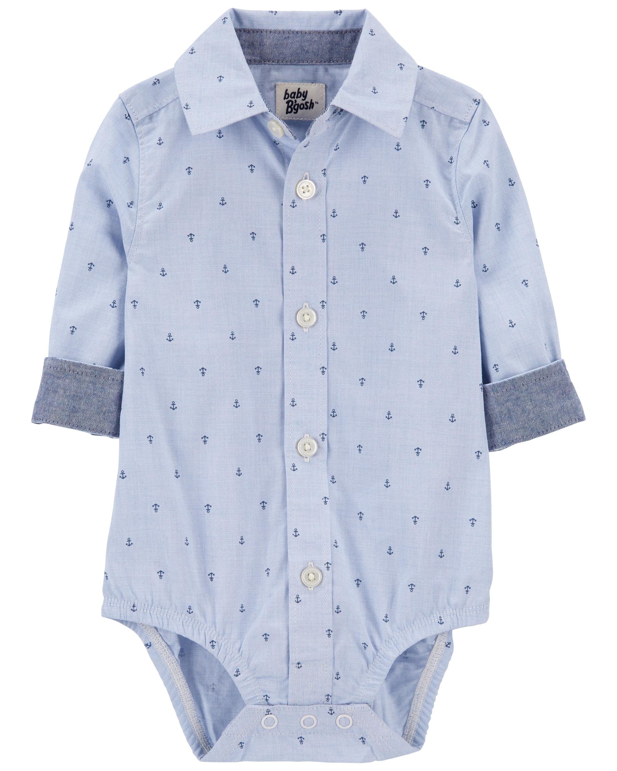 OshKosh B'Gosh Baby Boys' Bodysuit, Navy Gingham, 18M