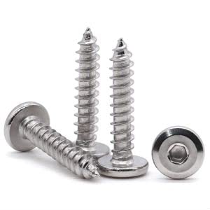 Glvaner (100 pcs) M3 x 10mm Round Socket Head Self Tapping Screws 304 Stainless Steel 18-8 Type A Point Sheet Metal Screws Wood Screws Furniture Screws