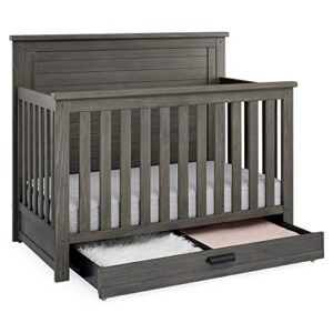 Delta Children Simmons Kids Caden 6-in-1 Convertible Crib with Trundle Drawer, Greenguard Gold Certified, Rustic Grey