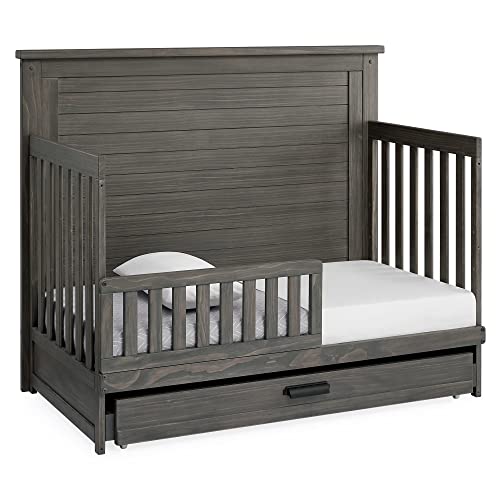 Delta Children Simmons Kids Caden 6-in-1 Convertible Crib with Trundle Drawer, Greenguard Gold Certified, Rustic Grey