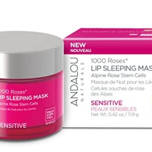 Andalou Naturals Lip Mask 1000 ROSES, Overnight Lip Sleeping Mask for Dry, Chapped Lips, Plumping, Hydrating & Soothing Lip Balm with Alpine Rose Stem Cells, Vegan & Cruelty-Free, 0.42 Oz