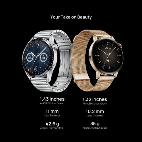 HUAWEI Watch GT 3 (46mm) GPS + Bluetooth Smartwatch (Elite Steel) - International Version, (OB02819)