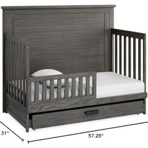 Delta Children Simmons Kids Caden 6-in-1 Convertible Crib with Trundle Drawer, Greenguard Gold Certified, Rustic Grey