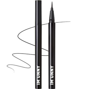 im unny skinny fit art liner (a01 kill black), liquid eyeliner with 0.01mm micro tip for ultra precise waterproof smudge proof eyeliner, longlasting with full pigment formula, korean makeup