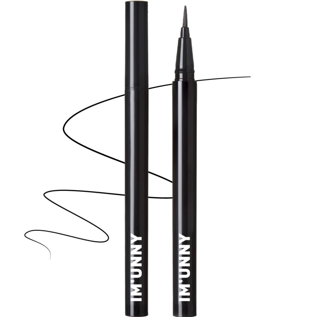 IM UNNY Skinny Fit Art Liner (A01 Kill Black), Liquid Eyeliner with 0.01mm Micro Tip for Ultra Precise Waterproof Smudge Proof Eyeliner, Longlasting with Full Pigment formula, Korean Makeup